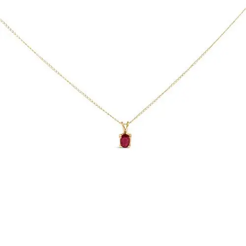 HAUS OF BRILLIANCE 14k Gold Gemstone Solitaire Pendant Necklace - Red Ruby | Yellow